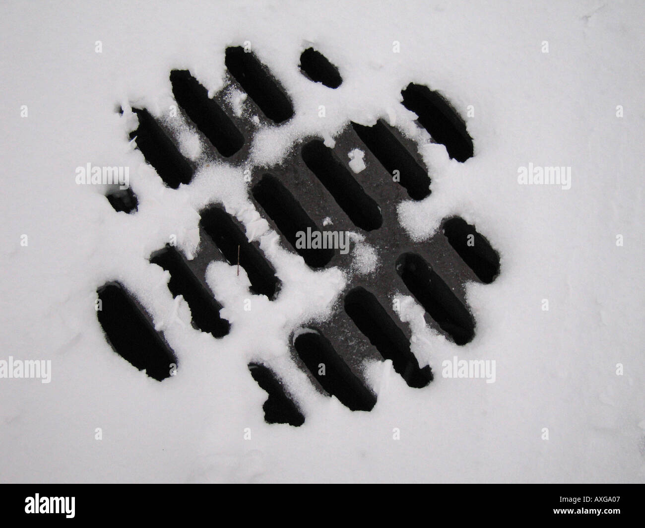 Drain covered in snow Stock Photo - Alamy