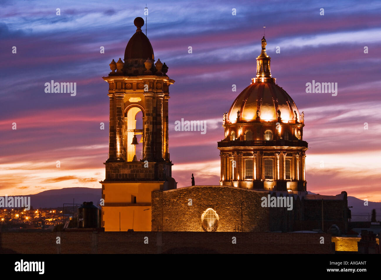 Las Monjas Monastery at Dusk, San Miguel de Allende, Mexico Stock Photo ...