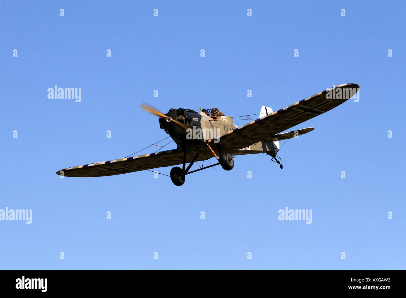 German World War 1 plane flying in blue sky at Battle of The Somme ...