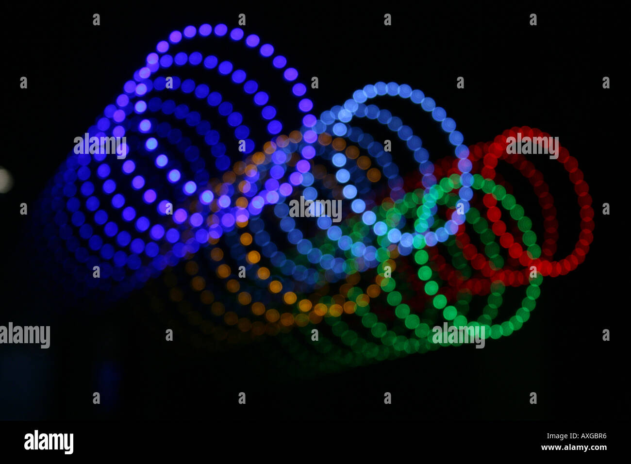 Olympic Rings in LED Lights infinity mirror Stock Photo - Alamy