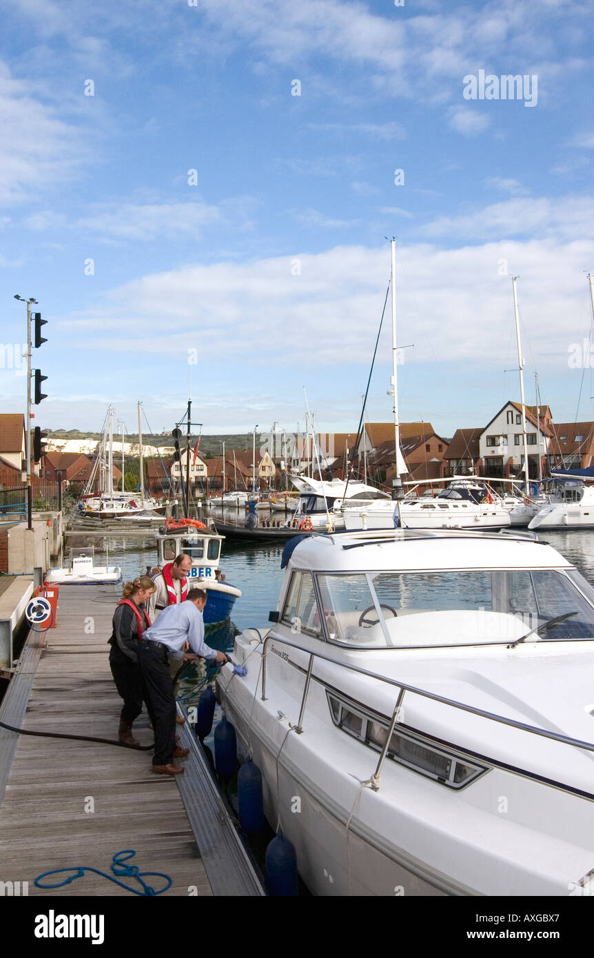 Boat refuelling Port Solent marina Hampshire UK Stock Photo - Alamy