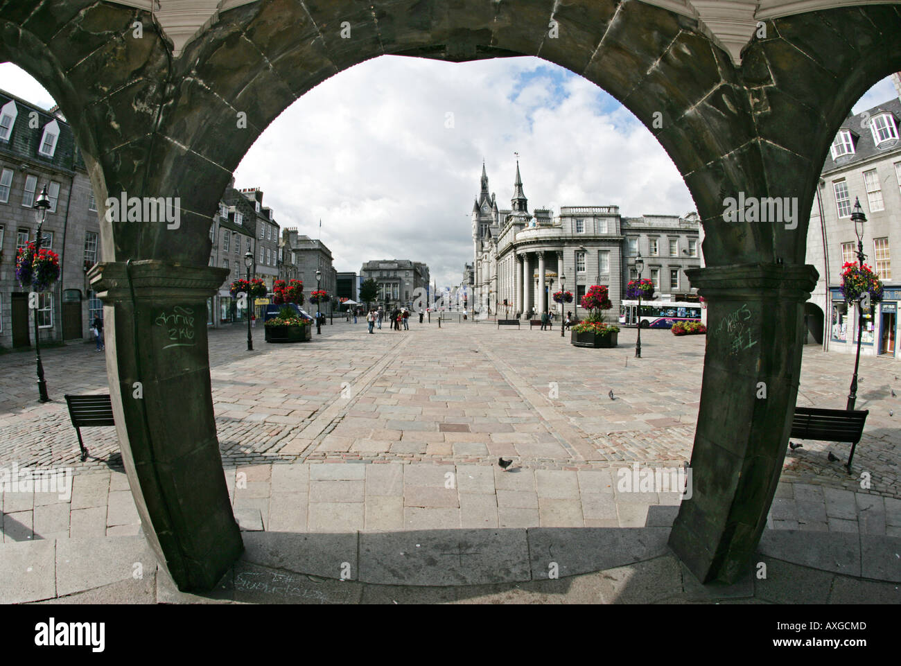 Abstract fish eye view through the mercet cross monument in the ...