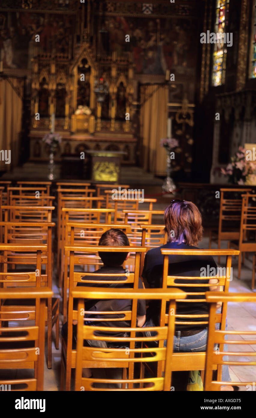 Family in the church, Church Stock Photo - Alamy