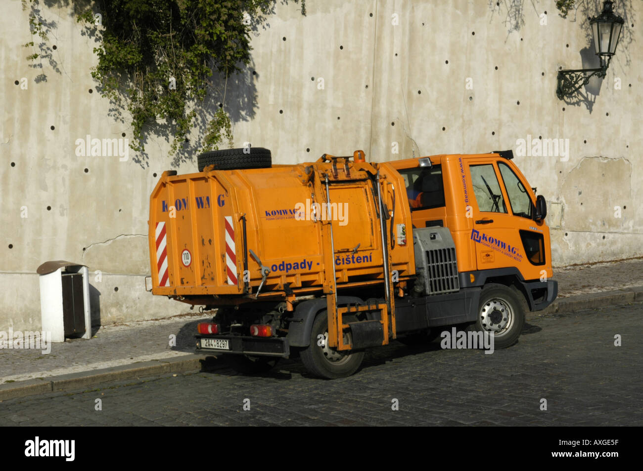 Prague, garbage car Stock Photo - Alamy