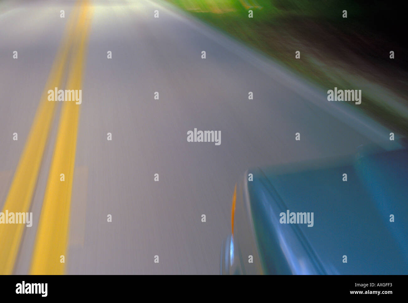 fish eye view of a country road at high speed Stock Photo - Alamy