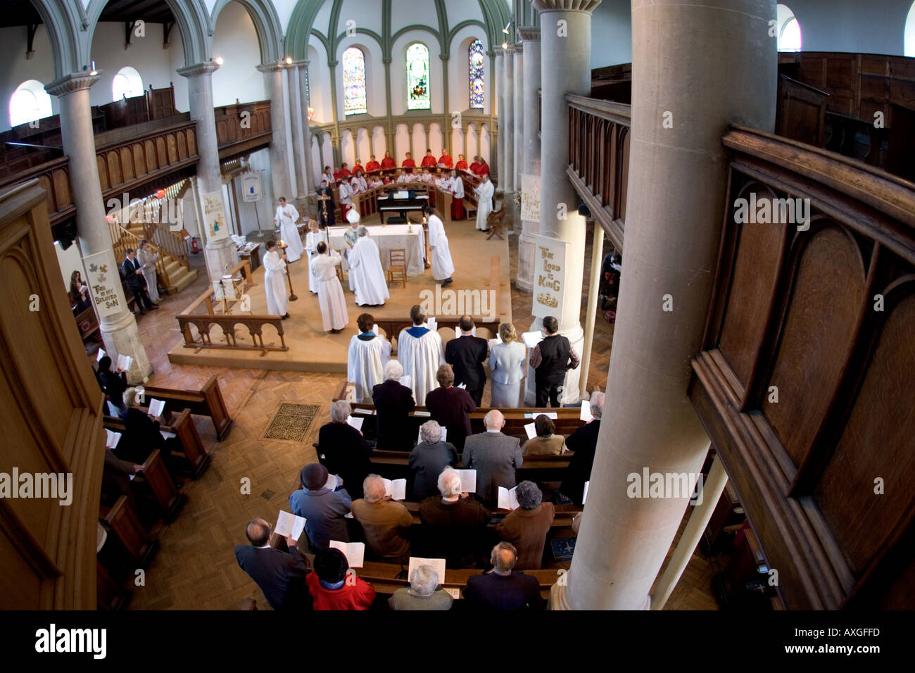 Congregation inside St Pauls church, Honiton, Devon, England Stock ...