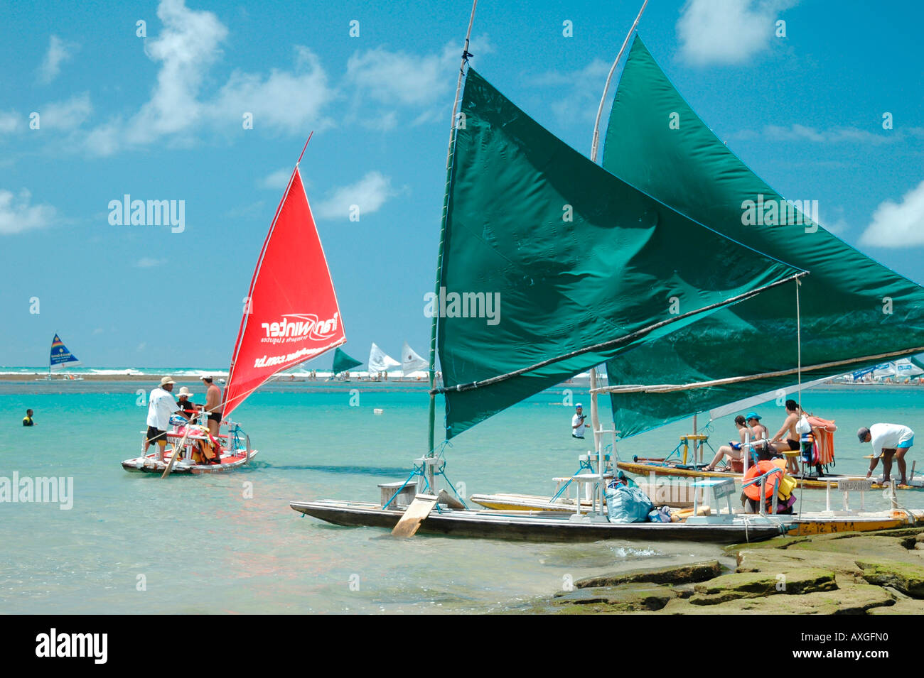 Sailing boats at Porto de Galinhas beach Pernambuco Brazil South ...