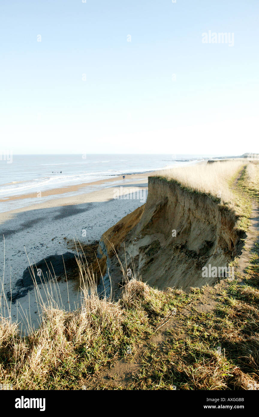 Cliff-Top Path Destroyed by Coastal Erosion, Happisburgh, Norfolk, UK ...