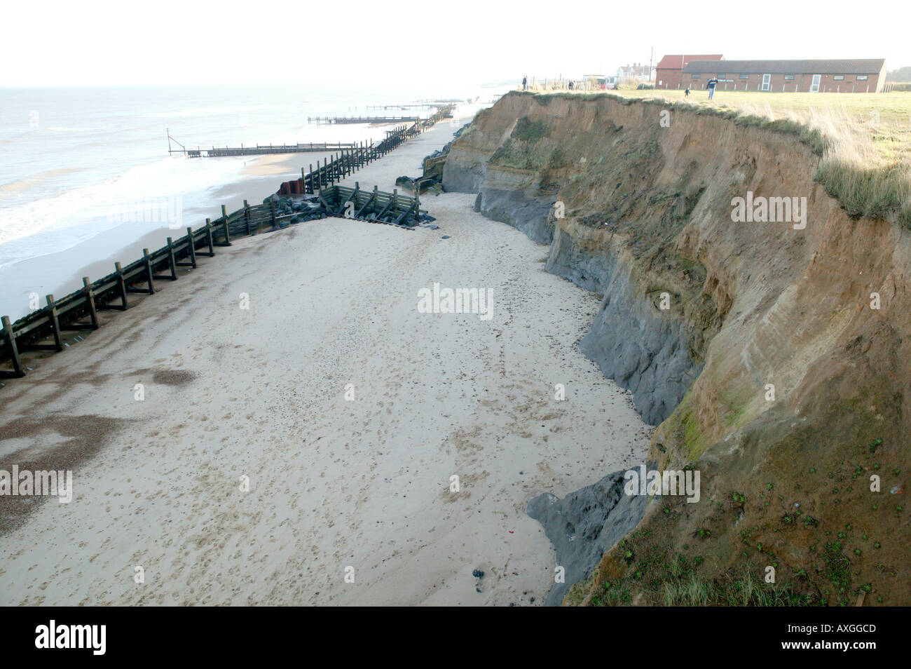 Cliffs and Sea Defences, Showing Coastal Erosion, Happisburgh, Norfolk ...