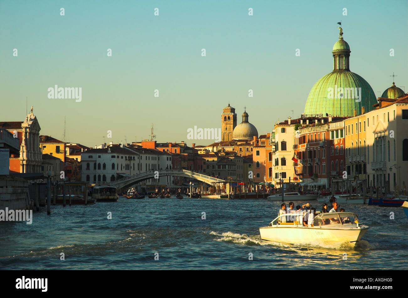Water taxi on the Grand Canal Venice Veneto Italy Stock Photo - Alamy