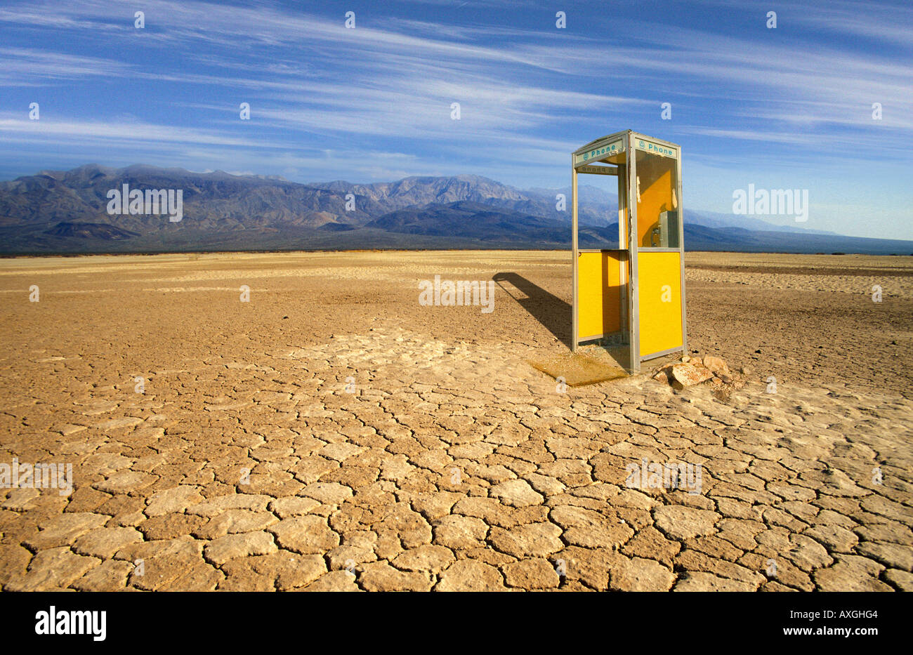 Phone booth in the desert Stock Photo - Alamy