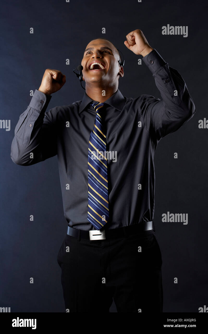 Emotional black guy celebrating hi-res stock photography and images - Alamy
