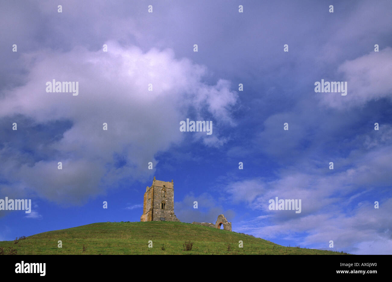 Burrow Mump on the Somerset Levels at Burrow Bridge Stock Photo - Alamy