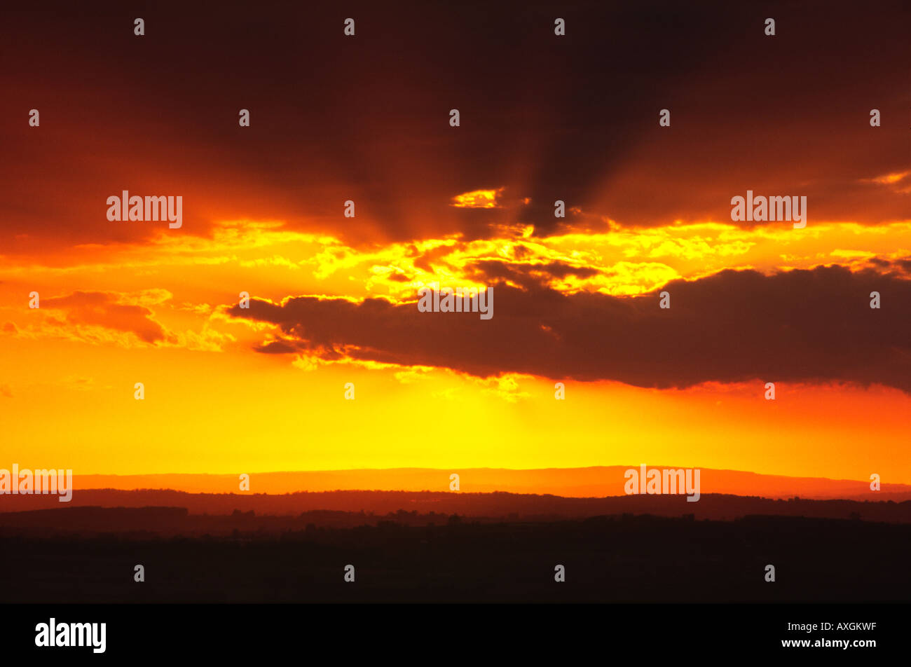 Sunset from Ham Hill Country Park Somerset Stock Photo - Alamy