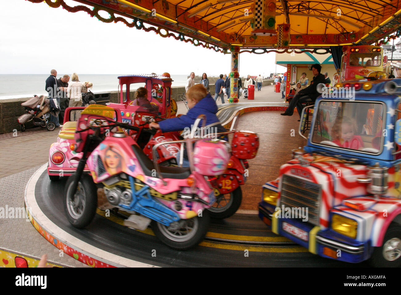 Fun fair ride on the sea front. Bridlington, Yorkshire, England Stock ...