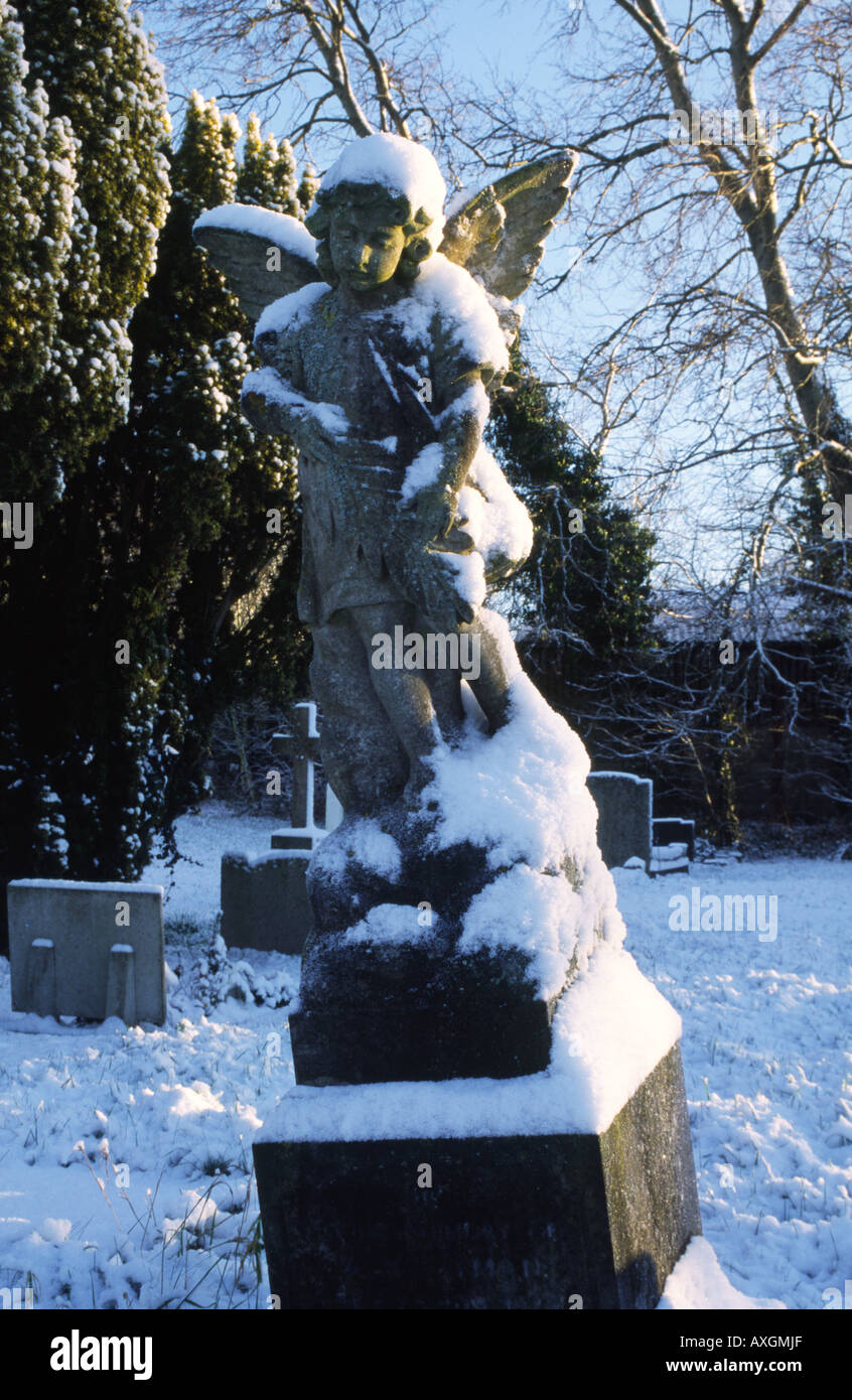 Frozen Angel in Christian Malford churchyard, Wiltshire Stock Photo - Alamy