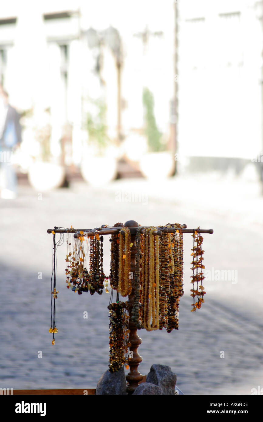 Amber jewellery on sale on a market stall in Riga Latvia Stock Photo ...