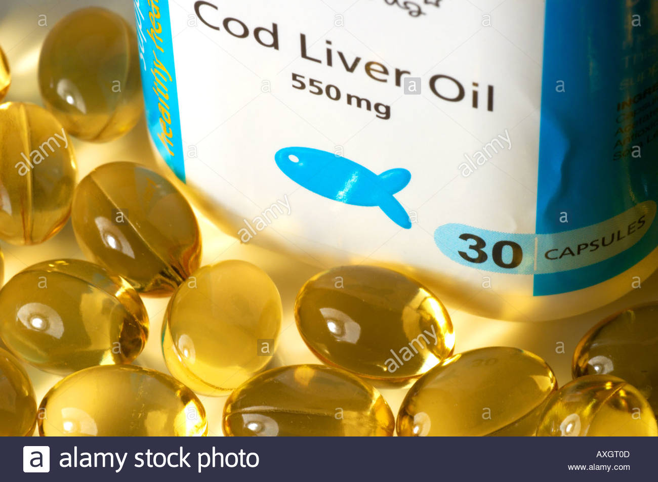 Cod liver oil capsules Stock Photo - Alamy