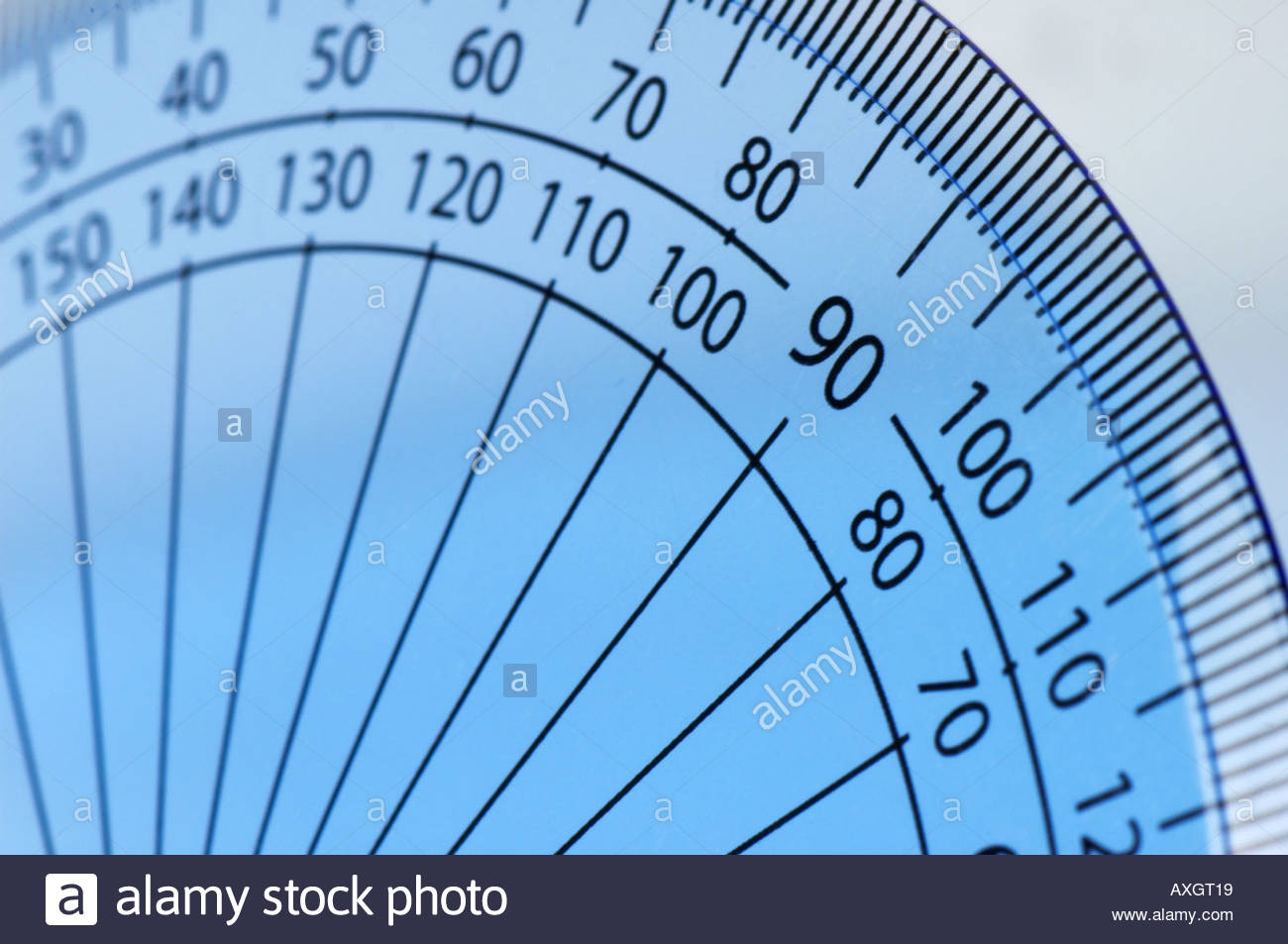 A blue transparent protractor Stock Photo - Alamy