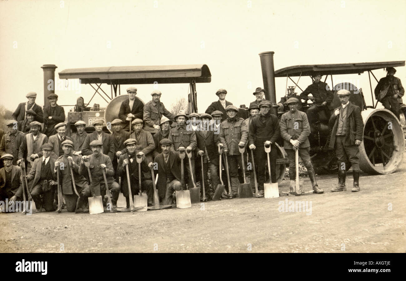 Road Gang and Steam Rollers Lifestyle History Wales Stock Photo - Alamy