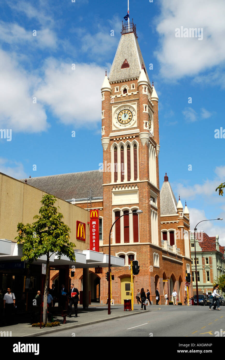 Town hall and clock tower, viewed from Barrack Street. Perth, Western ...