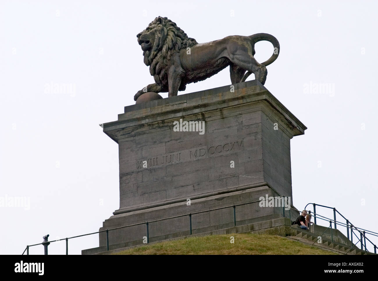 Lion statute at the site of the battle of Waterloo Stock Photo - Alamy