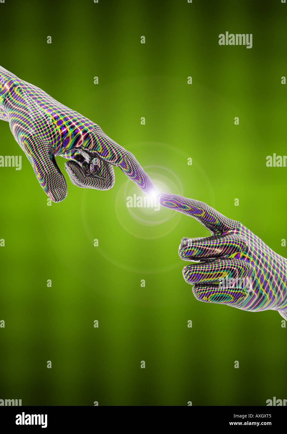 two hands touching each other 2 Hände berühren sich fast an den ...