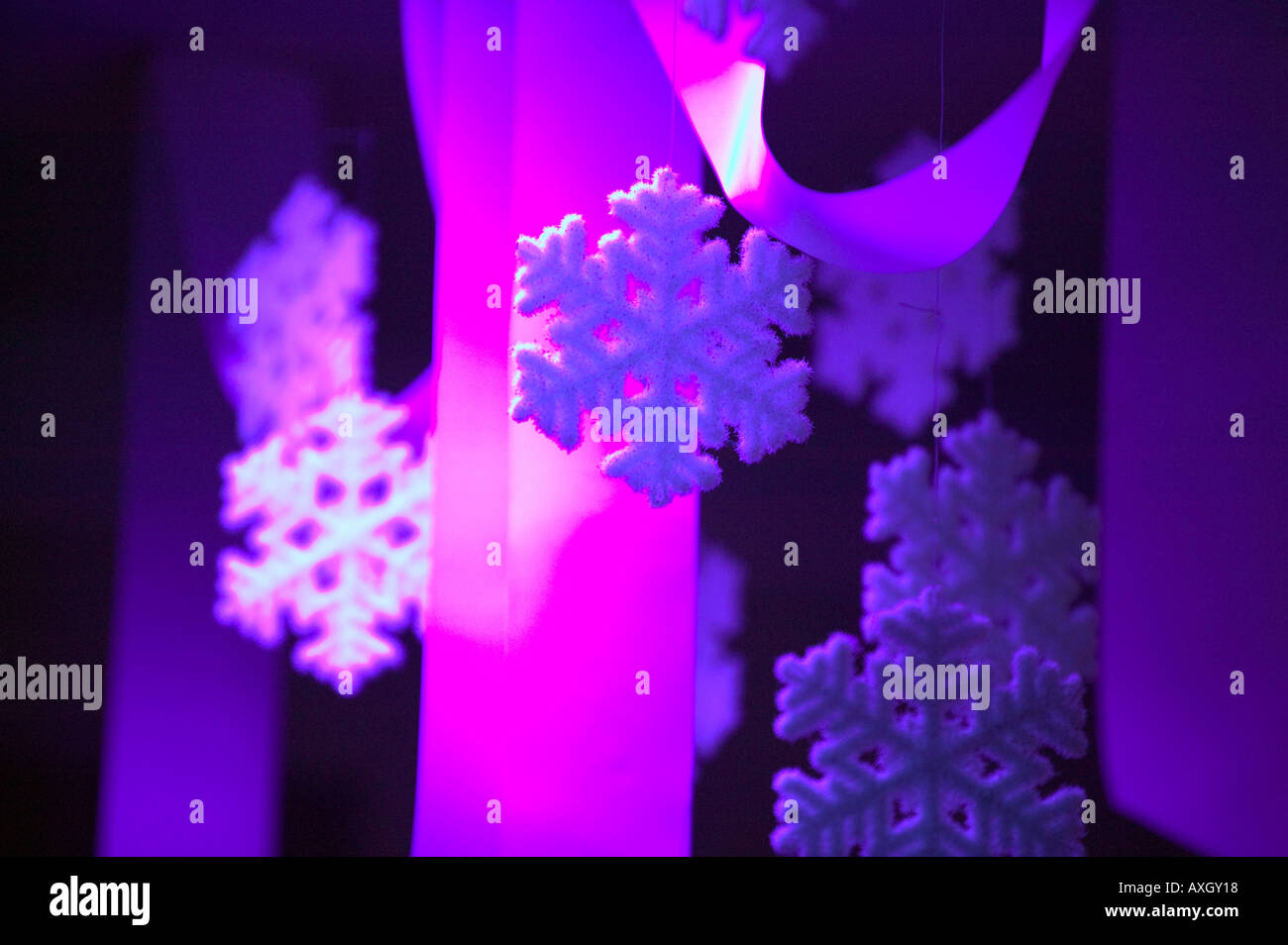 snow flakes in ultra violet light Stock Photo - Alamy
