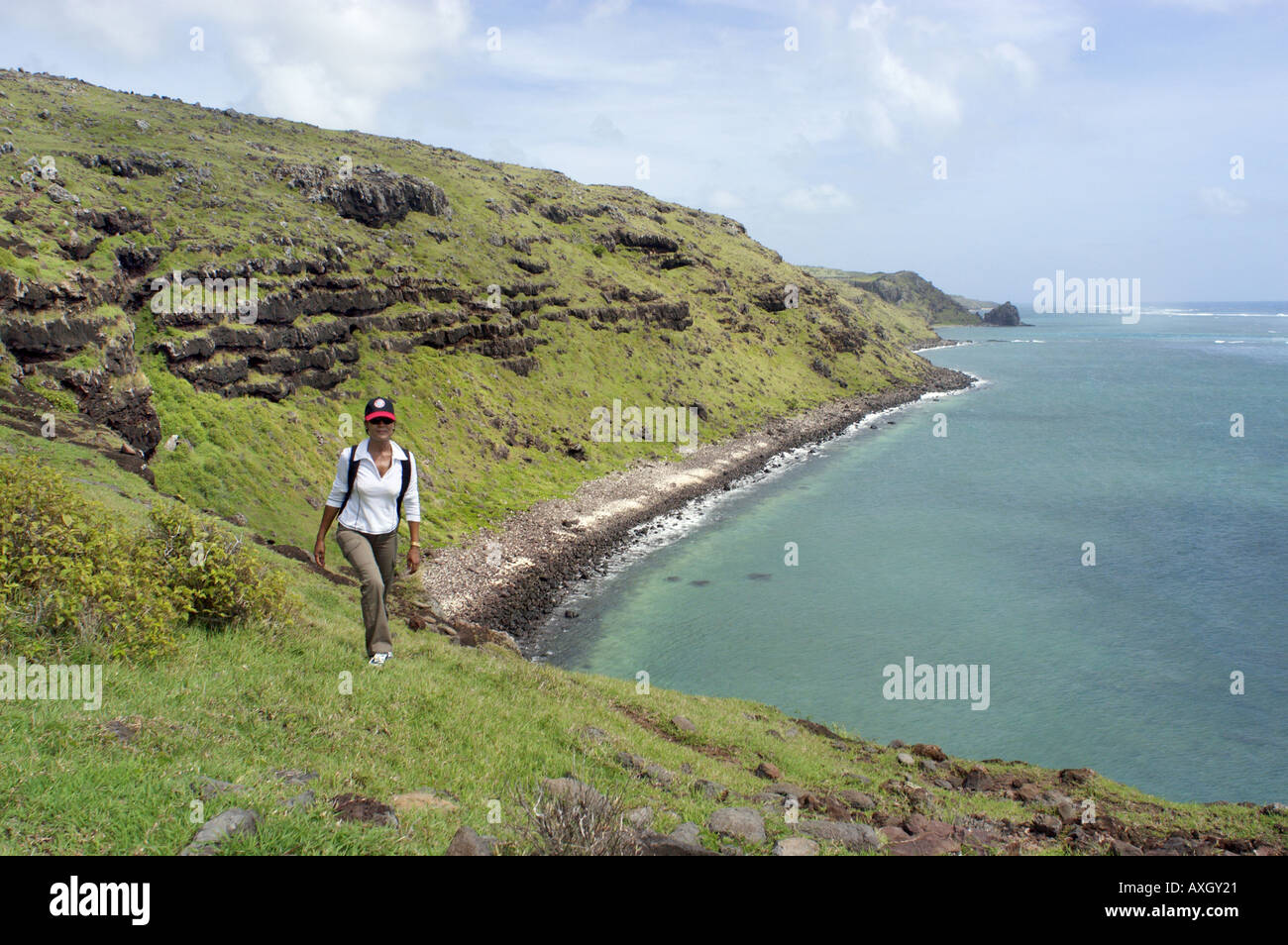 woman walking along cliff Stock Photo - Alamy