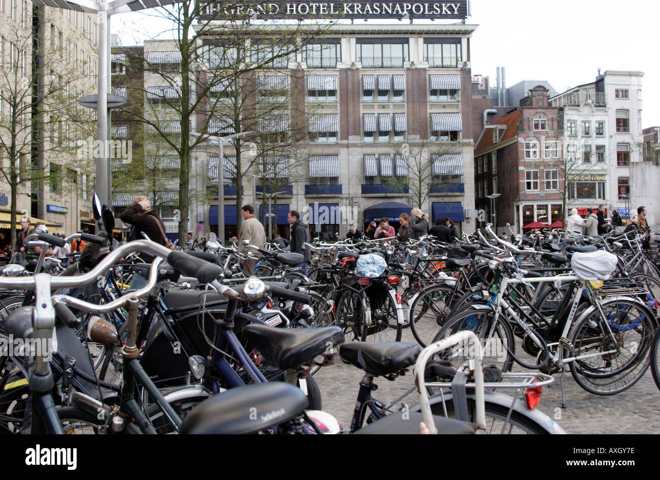 Bicycles at Dam, Amsterdam Stock Photo - Alamy