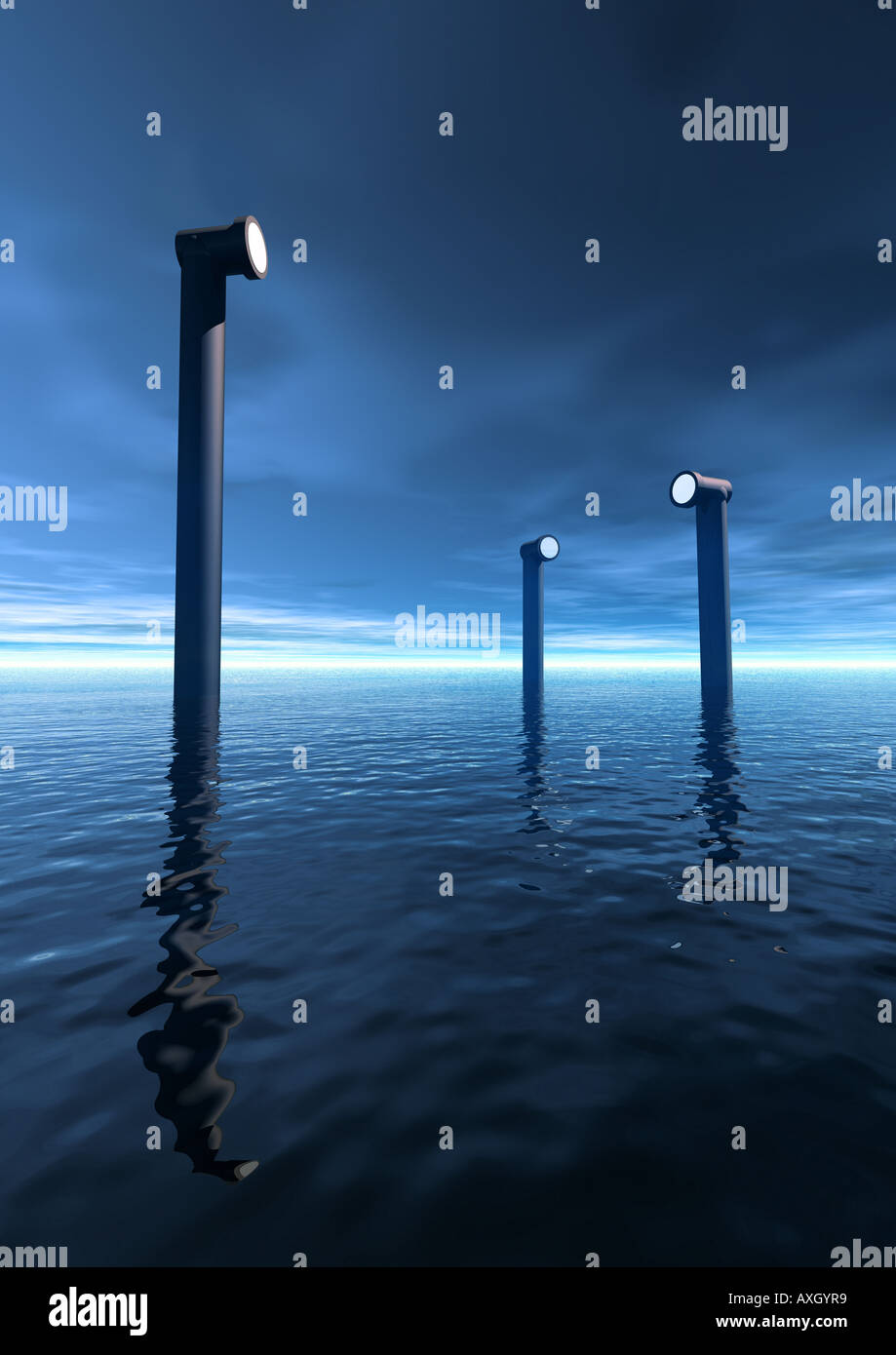 periscope U Boot Sehrohr Periskop aus dem Wasser schauend Stock Photo ...