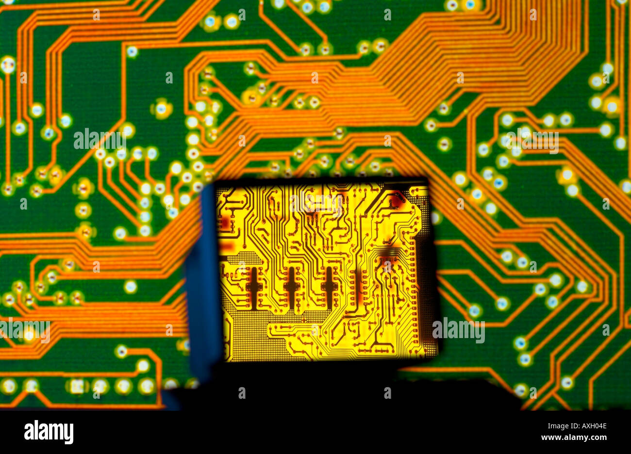 circuit board image on monitor and background screen Stock Photo - Alamy