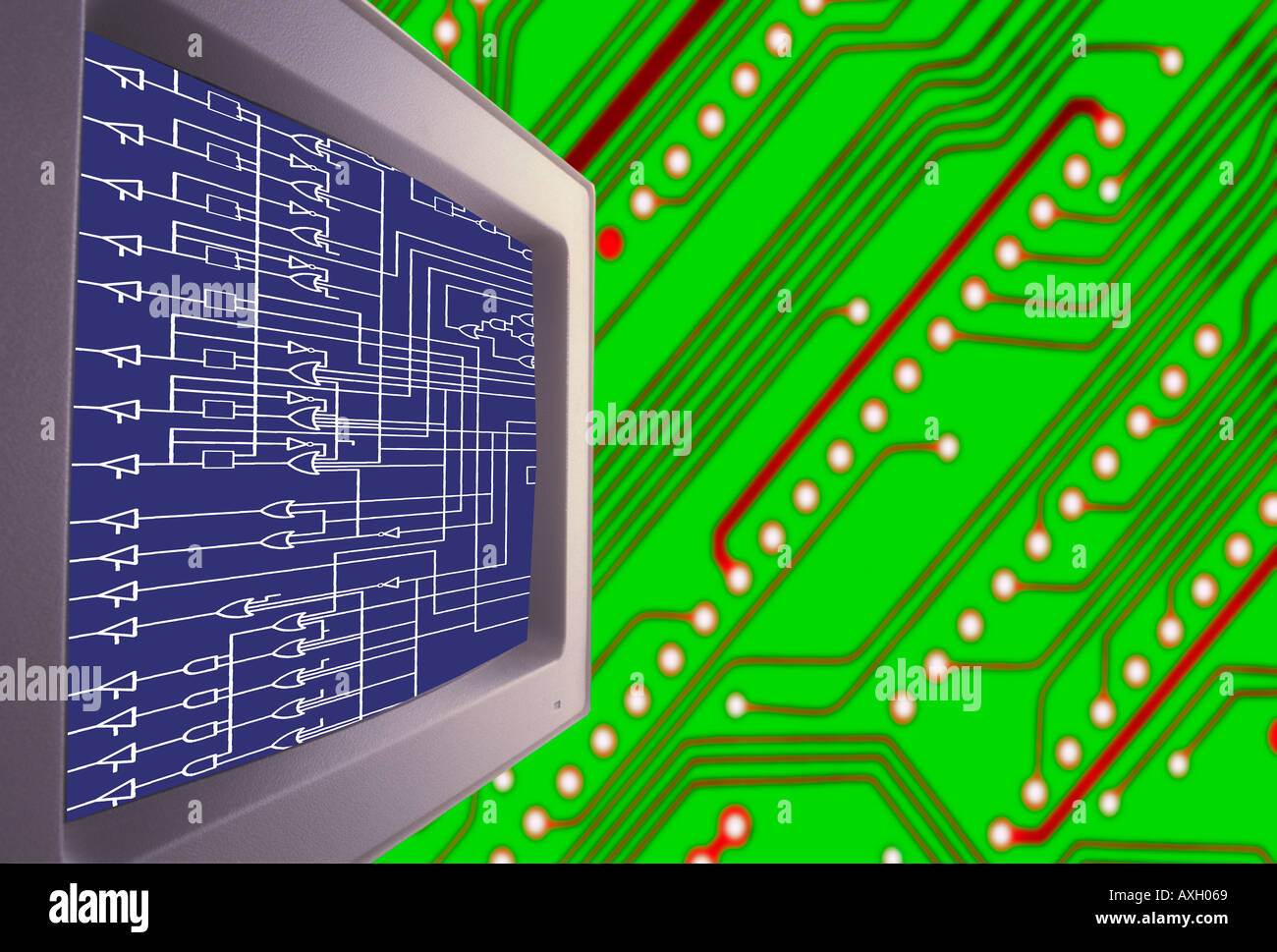 circuit board images displayed on computer screens Stock Photo - Alamy