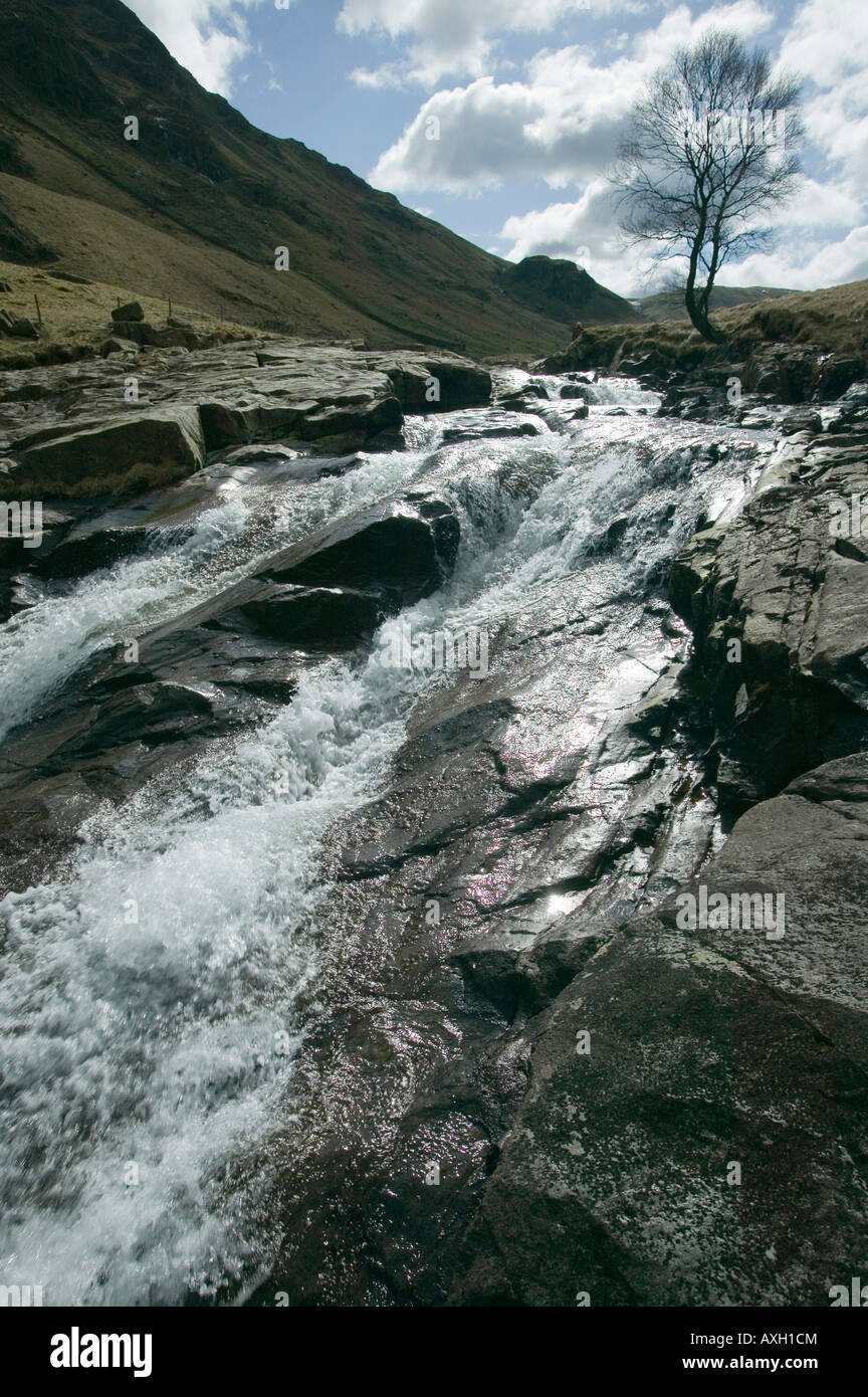 A waterfall in Langstrath beck in Langstrath near Keswick Lake district ...