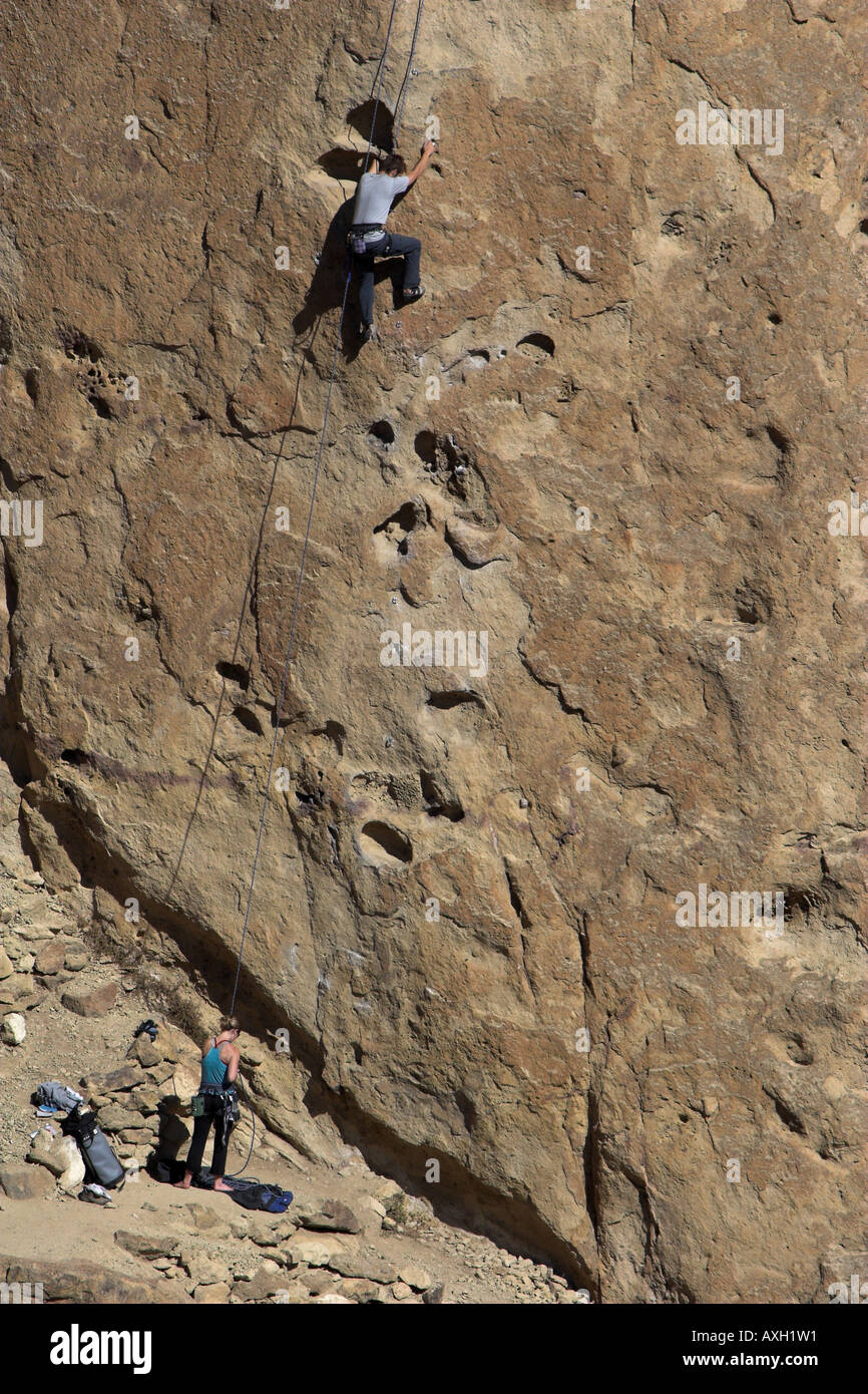 Climber at Smith Rock State Park in Oregon USA Stock Photo - Alamy