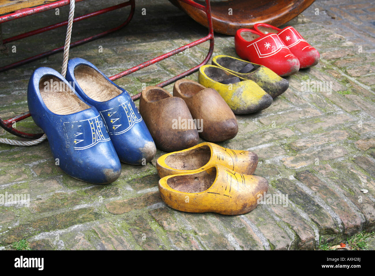 Colored Duch wooden shoes clogs Stock Photo - Alamy
