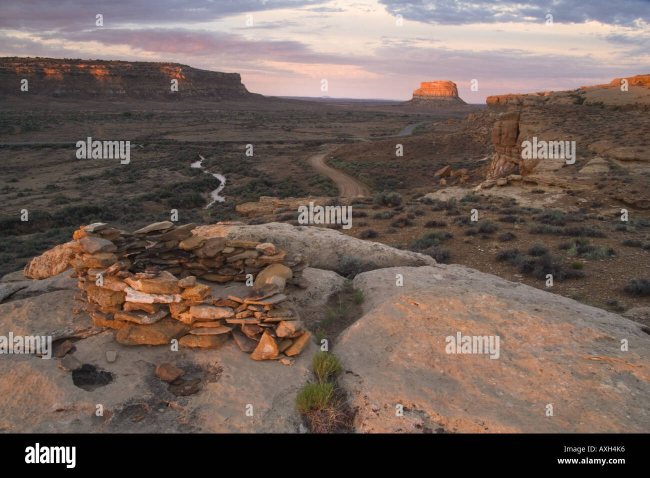 Morning light strikes a small structure at Chaco Canyon, New Mexico ...
