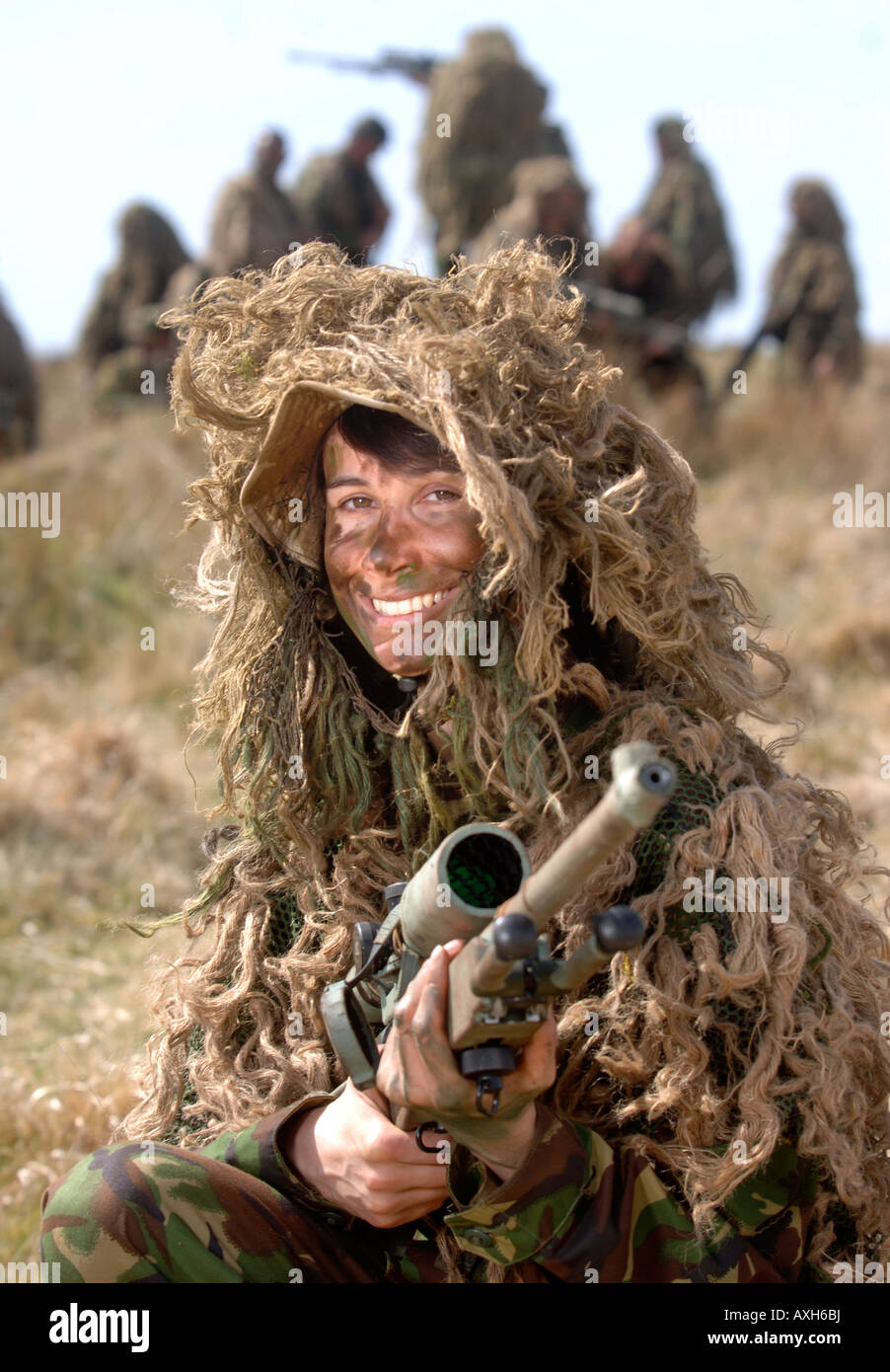 A BRITISH ARMY FEMALE RECRUIT DURING A SNIPER TRAINING COURSE IN BRECON ...