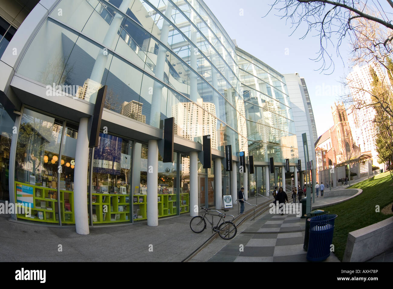 Fisheye photo of the Metreon shopping mall in SOMA San Francisco Stock ...