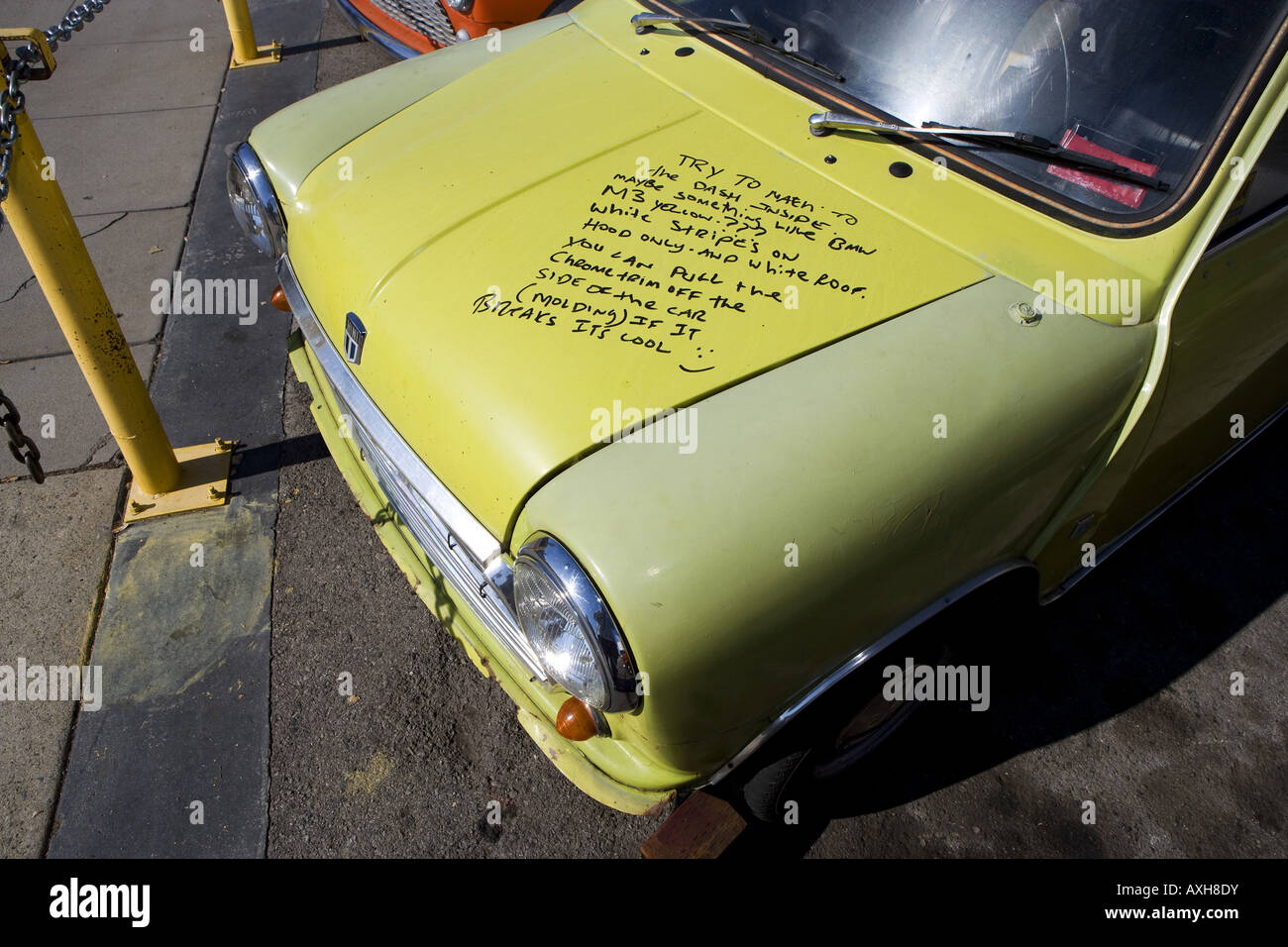 Front end of Mini Cooper, overhead view Stock Photo - Alamy
