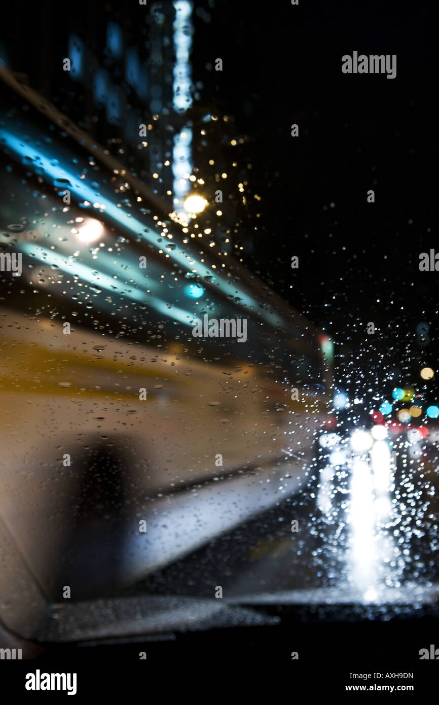 View of traffic through rainy window Stock Photo - Alamy