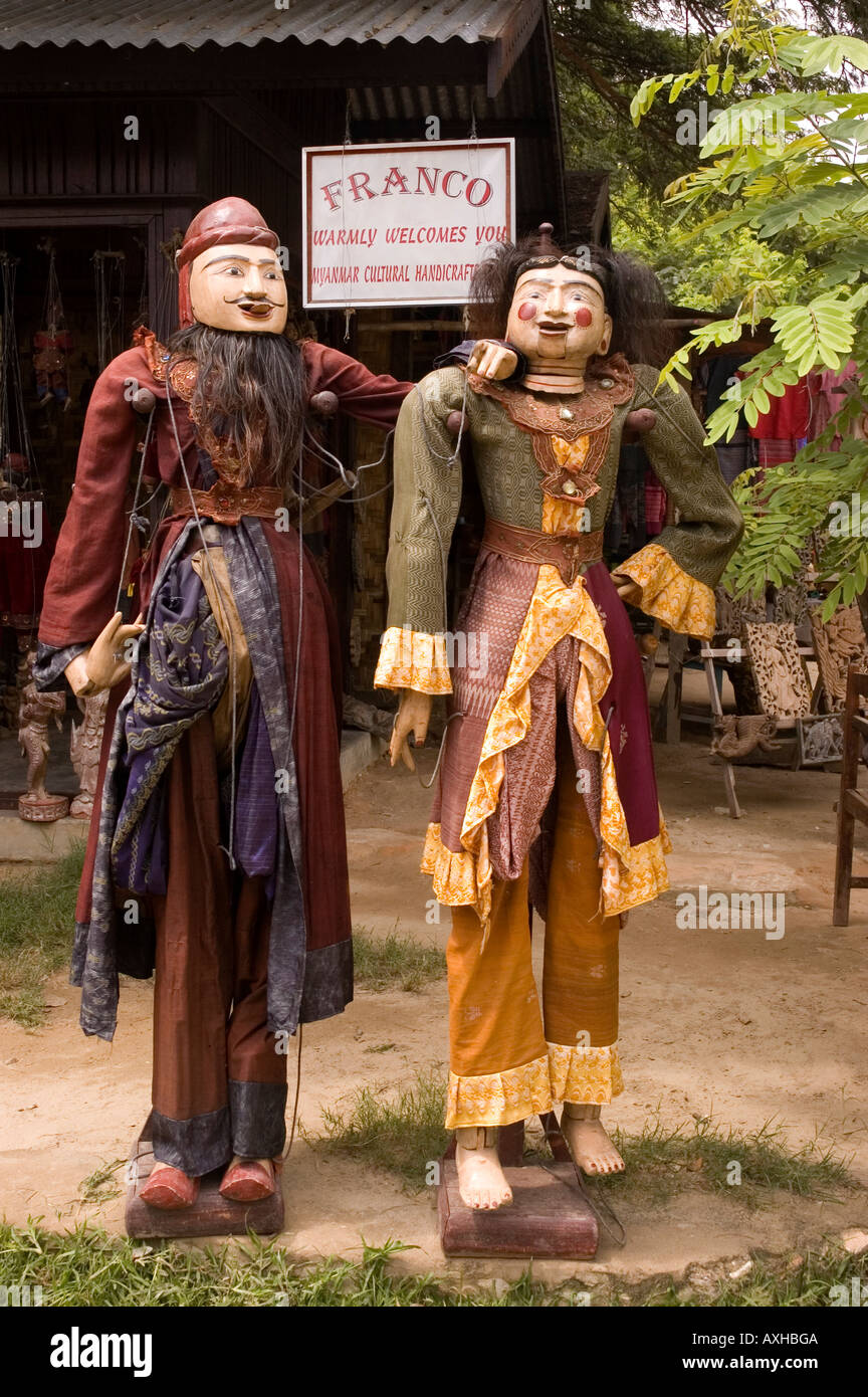 Stock photograph of life sized puppets for sale at Mingun in Myanmar ...