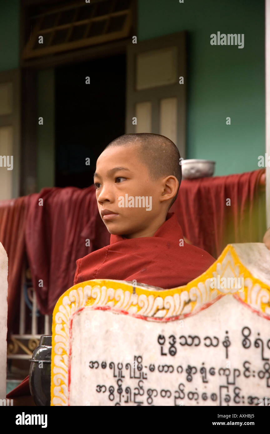 Stock photograph of a young Burmese monk at Maha Ganayon Kyaung ...