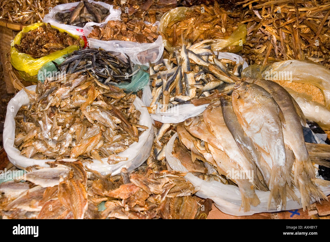 Stock photograph of dried fish at Hsipaw market in Myanmar 2006 Stock ...