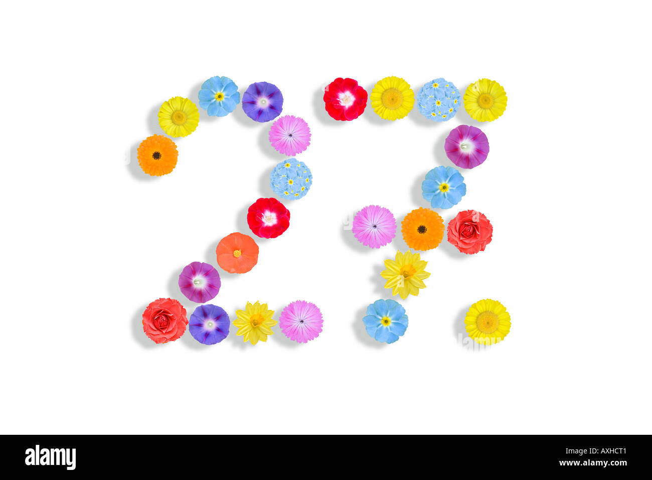 numbers written with flowers 27th Stock Photo - Alamy