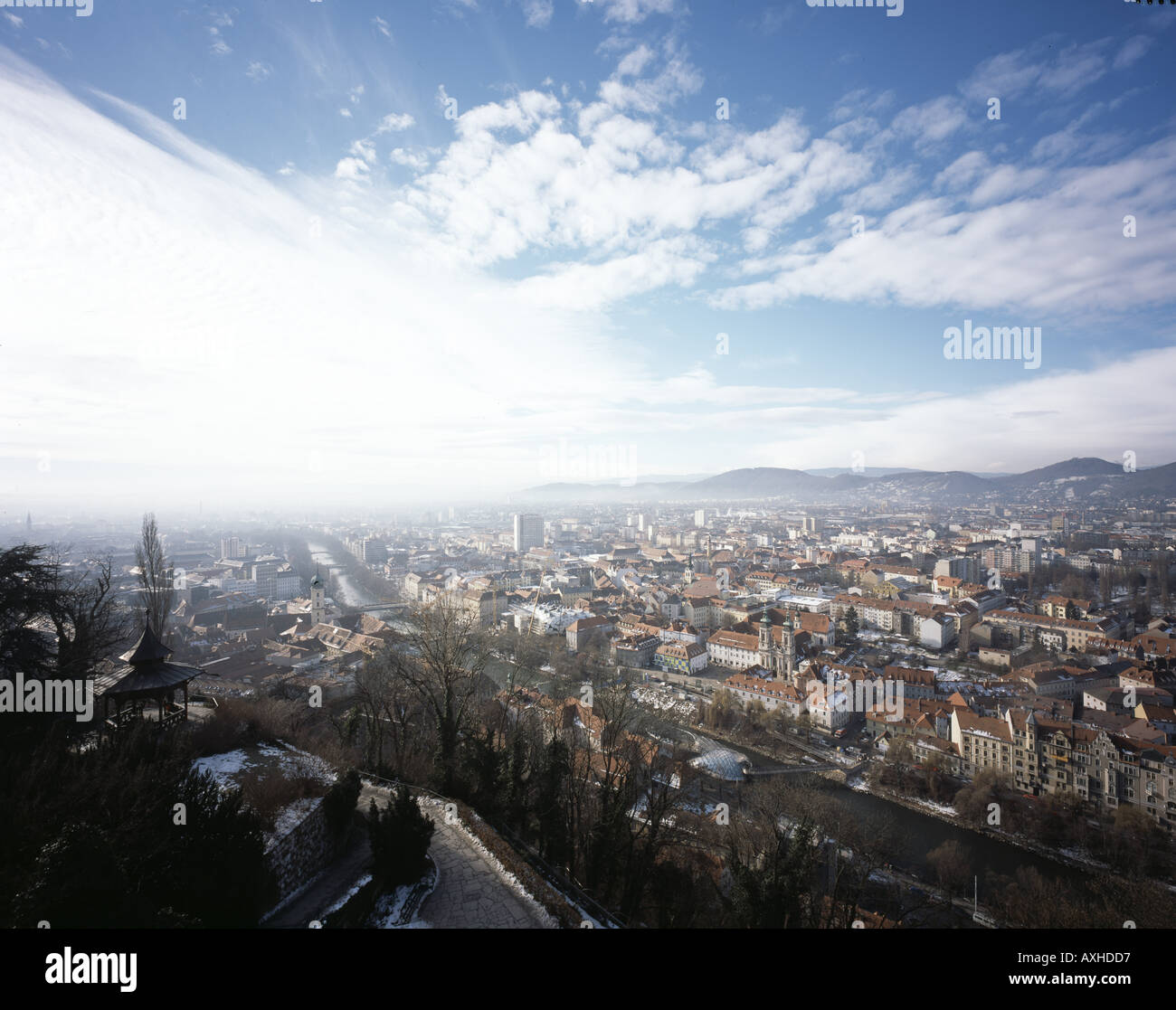 Artificial island in river mur architecture hi-res stock photography ...