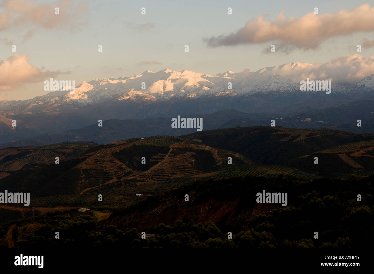 Snow capped mountains in Crete, Greece Stock Photo - Alamy