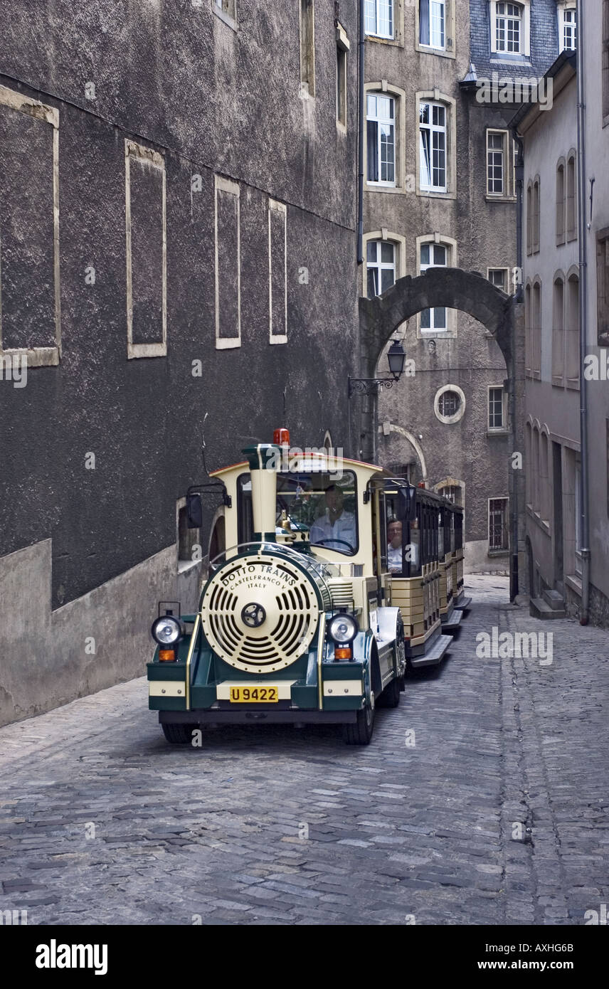 small train carrying tourists in Luxembourg Stock Photo - Alamy