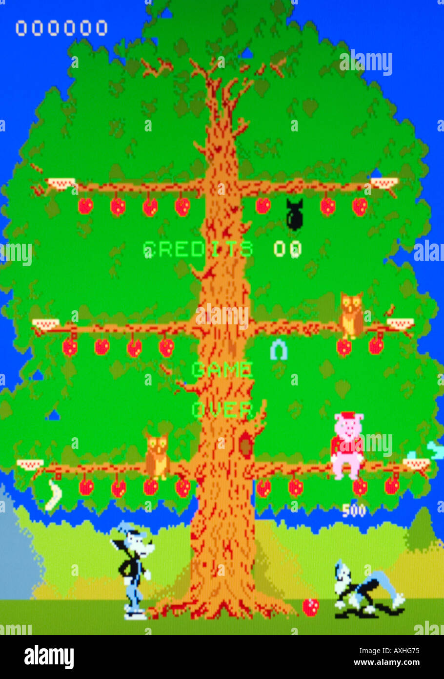 Pig Newton Sega 1983 Vintage arcade videogame screen shot - EDITORIAL ...
