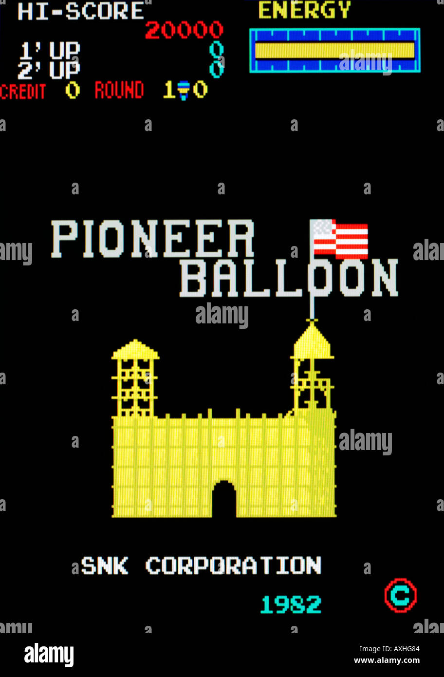 Pioneer Balloon SNK Corporation 1982 Vintage arcade videogame screen ...